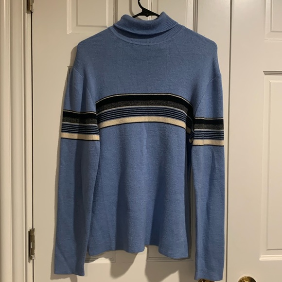 Sweaters | Cornflower Blue Turtleneck With Stripe Accent | Poshmark